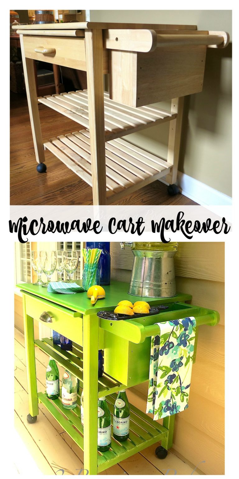 Microwave Cart Makeover to Bar Cart with Modern Masters Metallic Paint ...