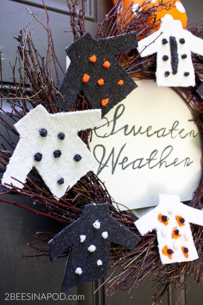 DIY Sweater Weather Fall Wreath - 2 Bees in a Pod