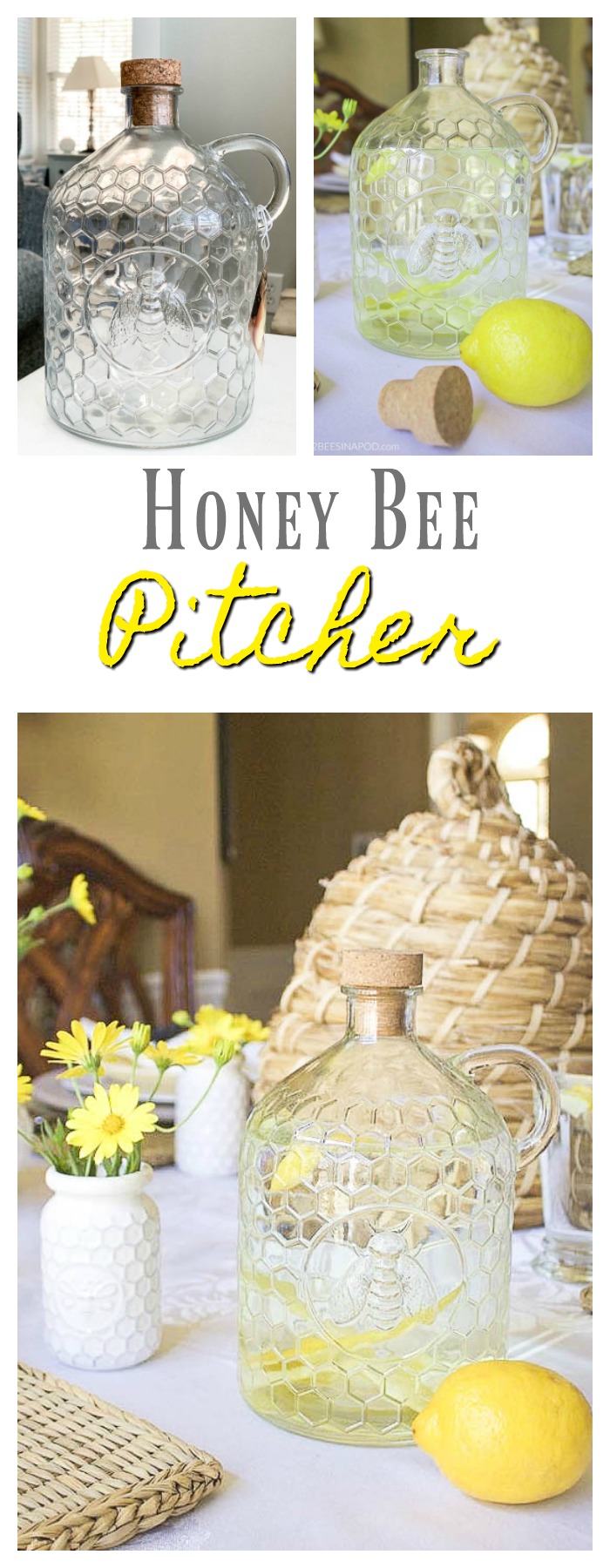 Honey Bee Glass Jug Pitcher Giveaway - Thrifty Style Team - 2 Bees in a Pod