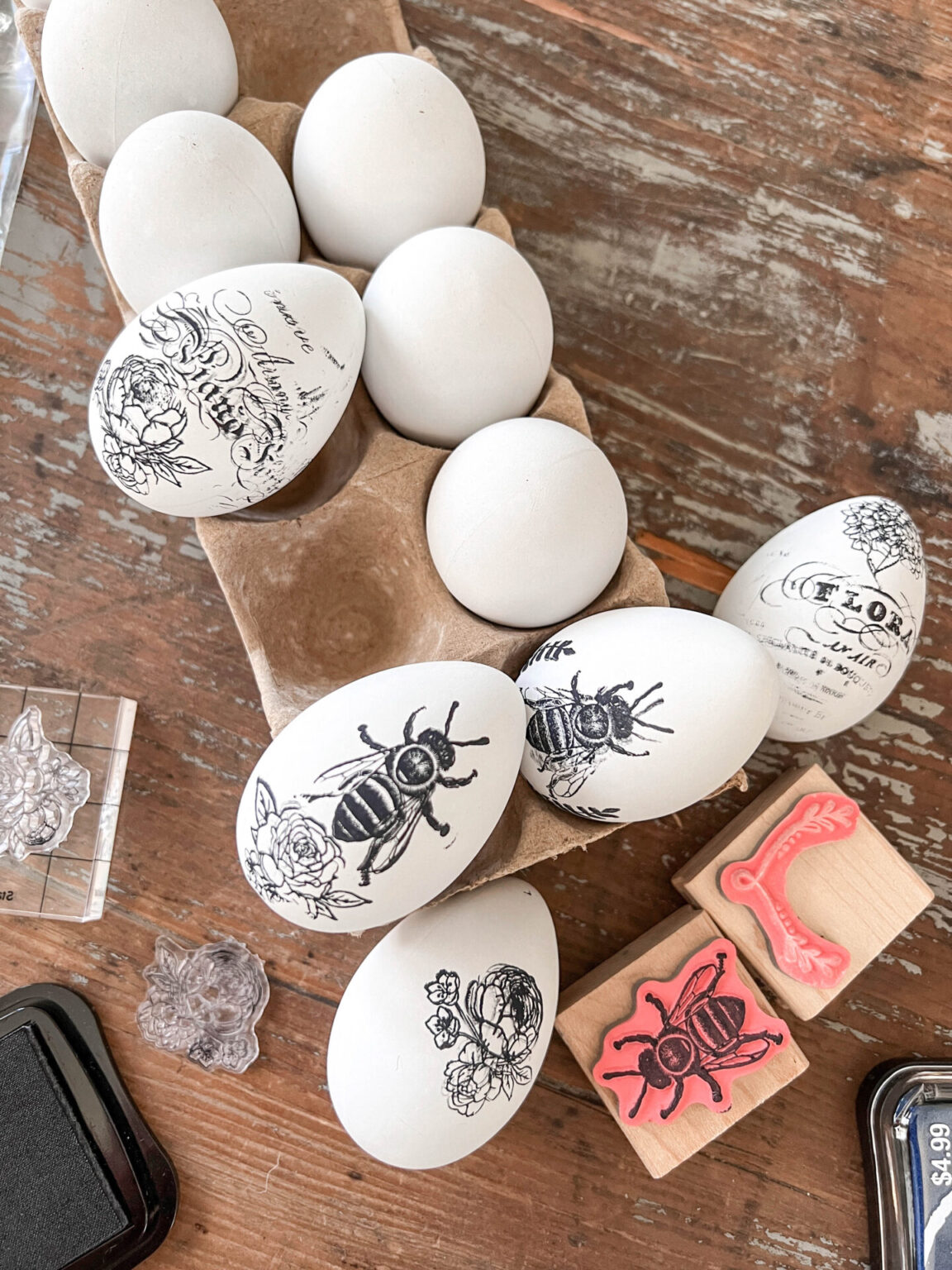 Stamped Eggs for Spring - Thrifty Style Team - 2 Bees in a Pod
