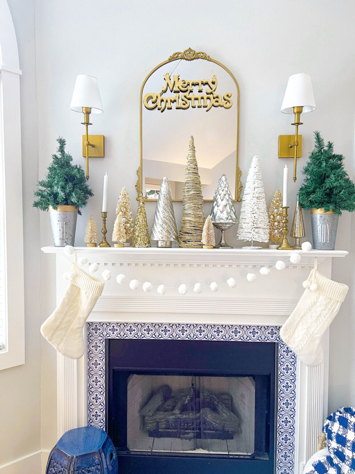 Silver and Gold Christmas Mantel - 2 Bees in a Pod